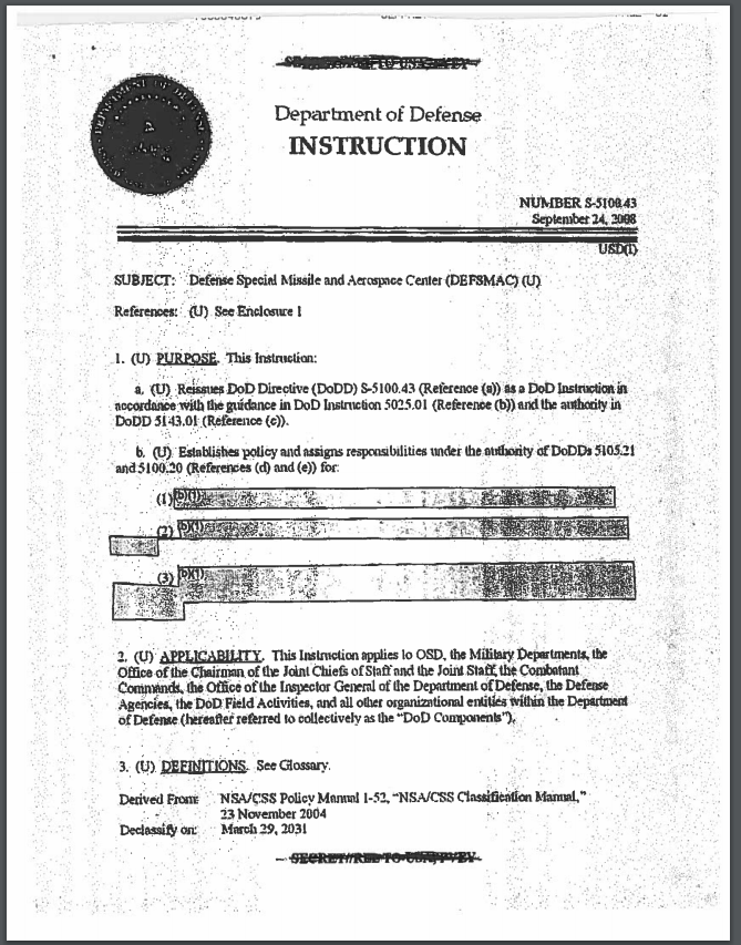 Classified Directives Listings Disappear from DOD and JCS Websites ...